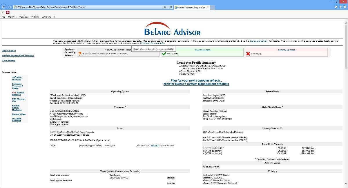Belarc Advisor | Download e installazione