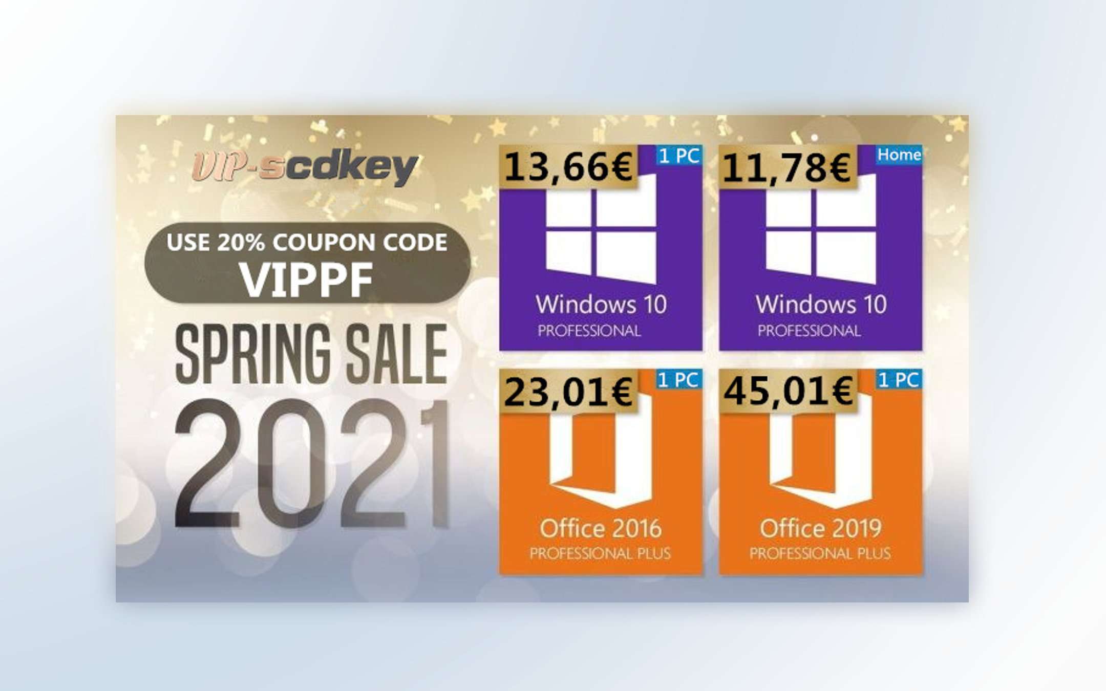 VIP-SCDkey: Office 2016 solo 23€ e Windows 10 PRO 13€