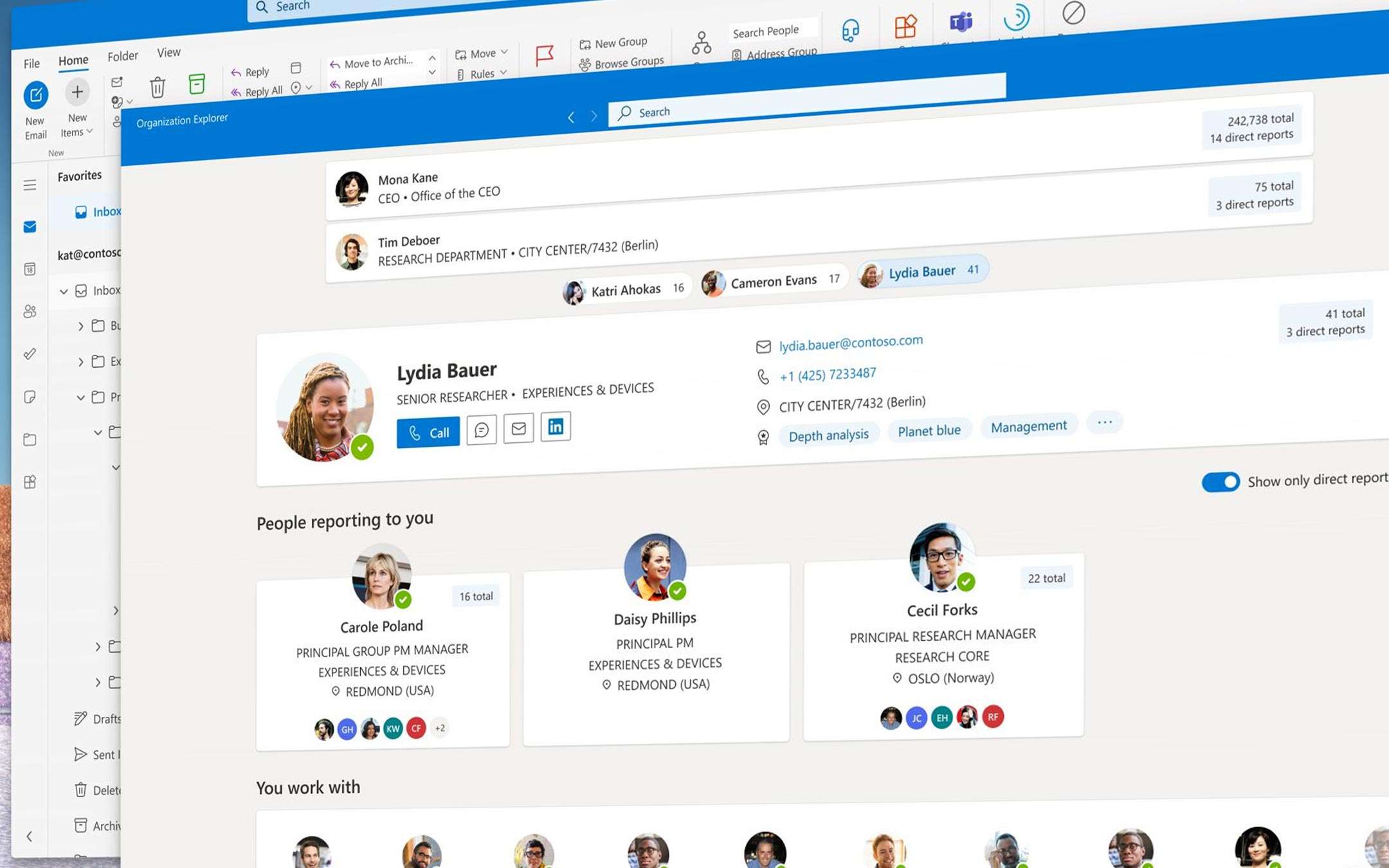 Microsoft mostra il restyling dell'interfaccia di Outlook