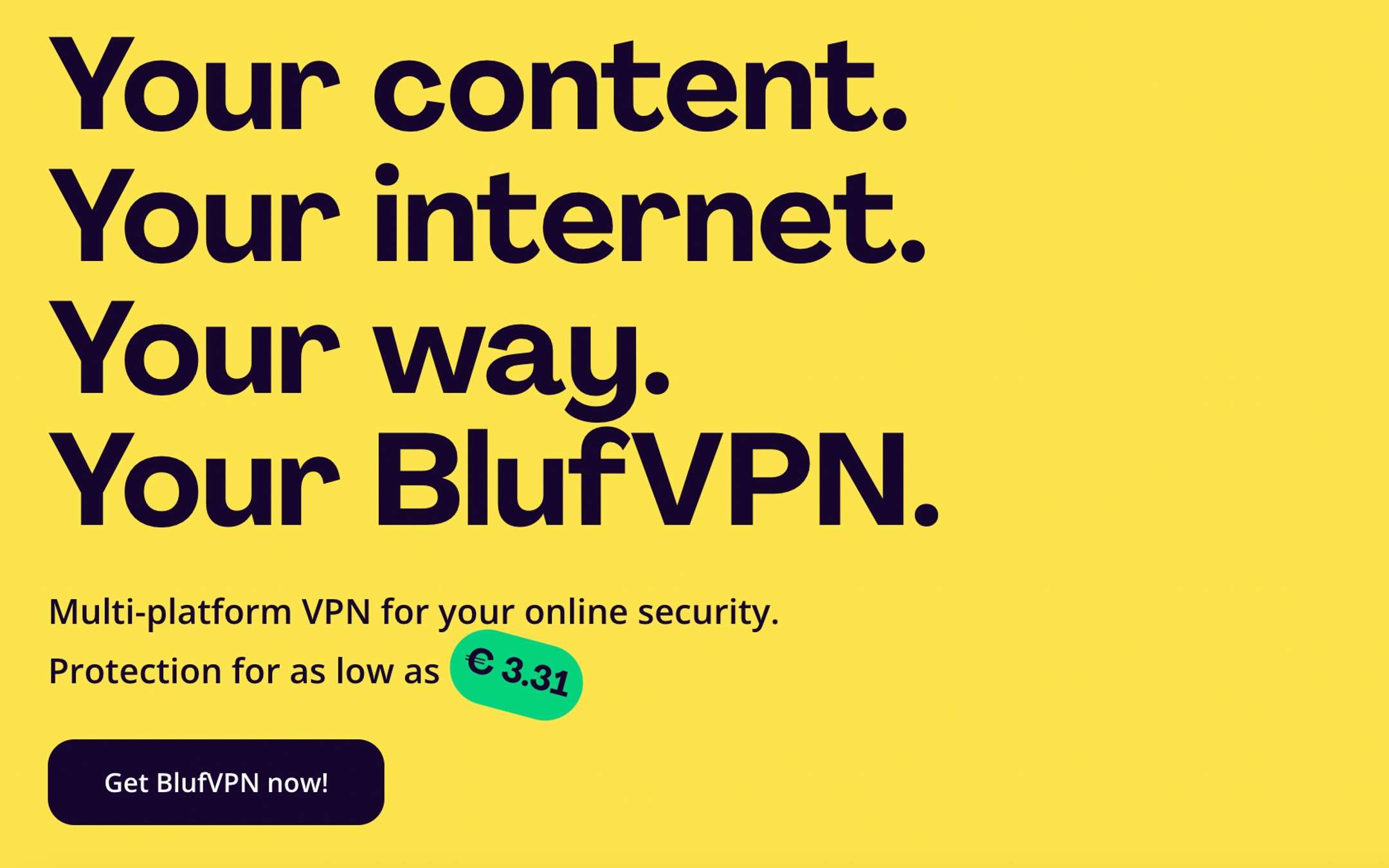 BlufVPN: la VPN più veloce sul mercato da 3,31€ al mese!