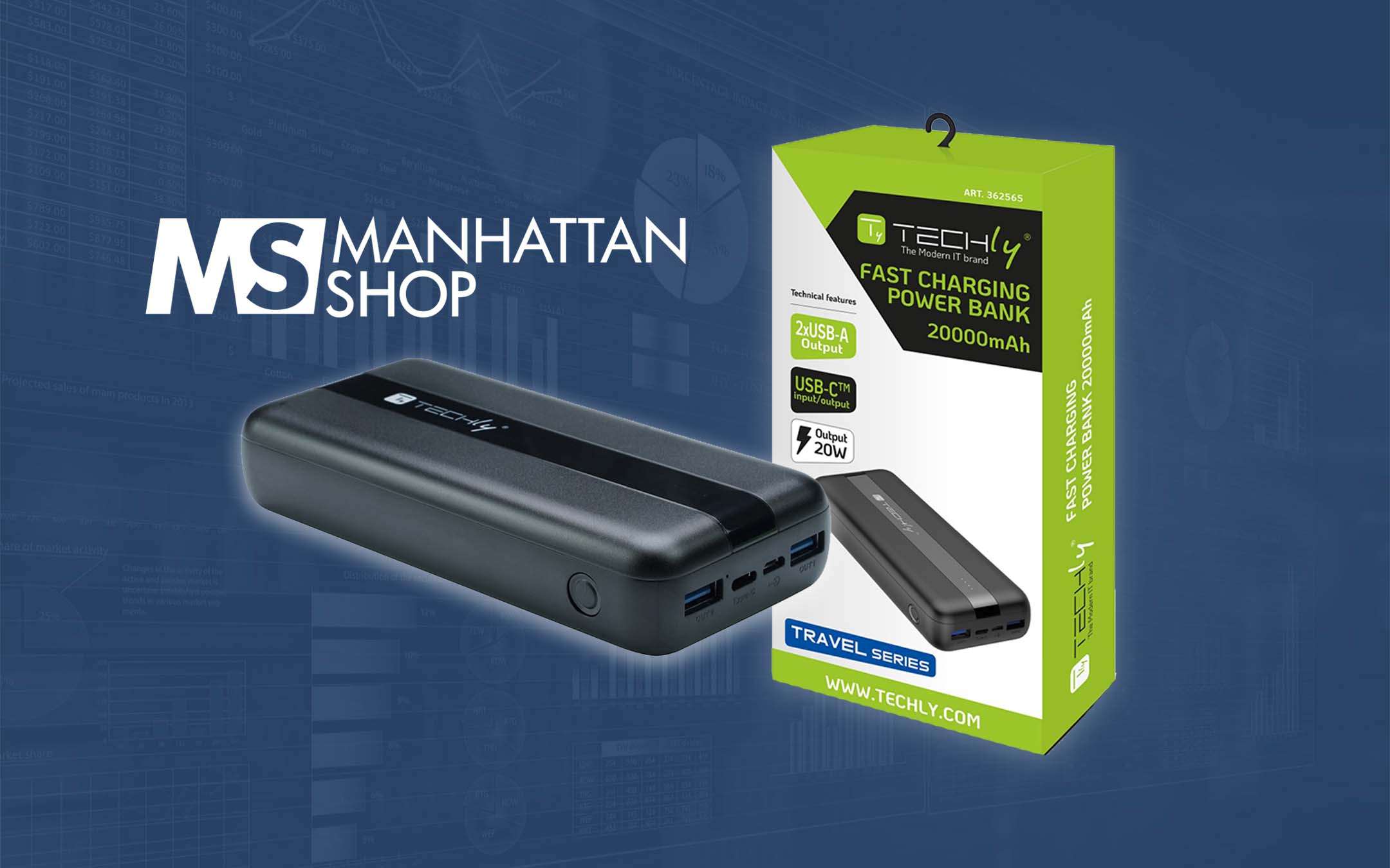 Power Bank Techly da 20.000 mAh: PREZZO TOP su Manhattan Shop