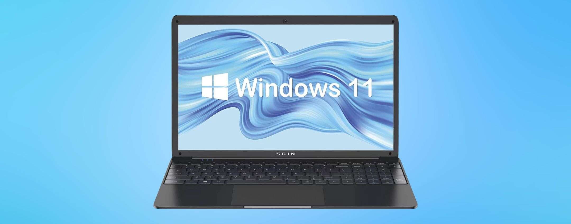Notebook con W11, 8GB RAM e SSD 256GB: offerta lampo assurda a 259€