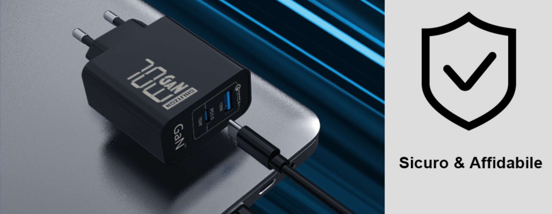 Caricatore USB 70W GaN: la nuova tecnologia è in offerta a 10€