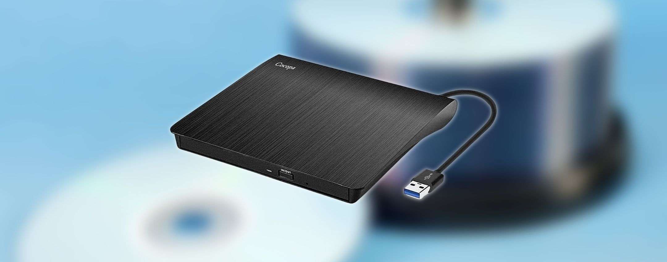 Masterizzatore DVD e CD esterno in offerta su Amazon: solo 19 euro