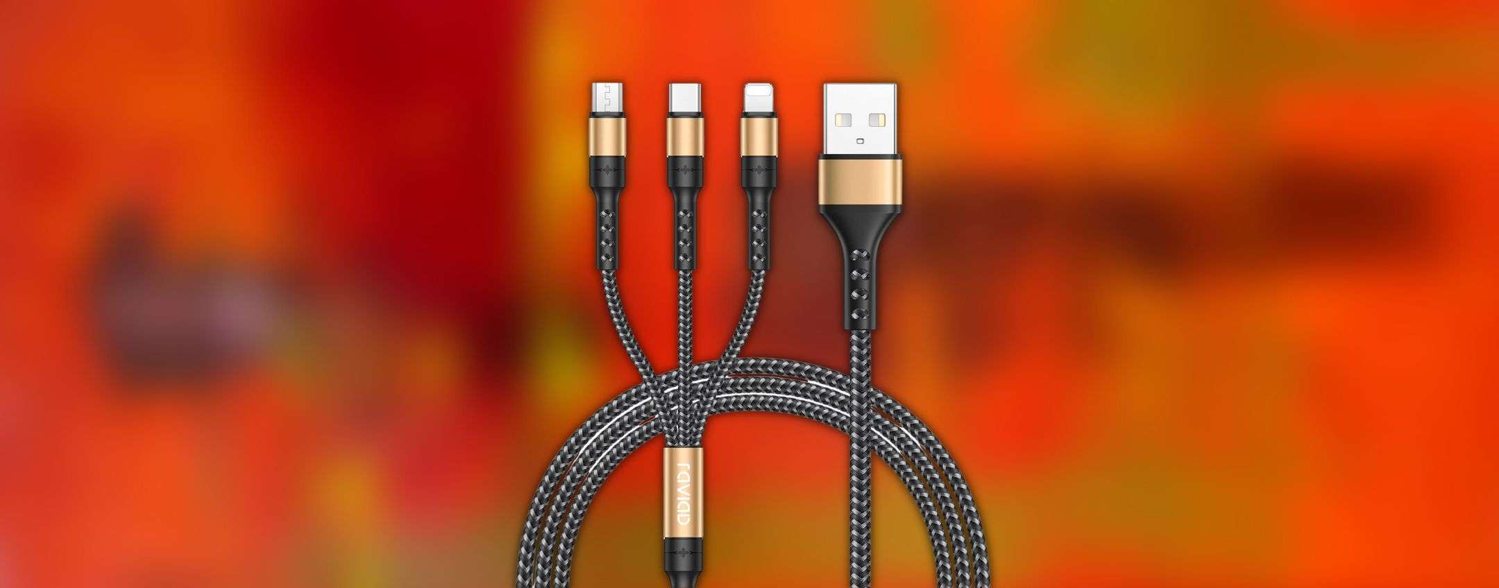 Multi cavo di ricarica 3-in-1: UTILISSIMO ed ECONOMICO (-34%)
