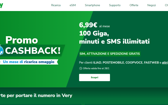 Passa a Very Mobile, ottieni 1 mese di ricarica gratis