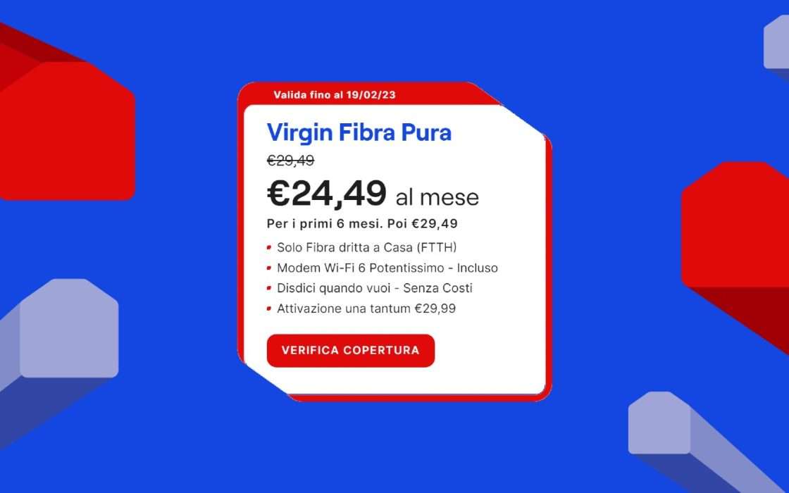 Fibra FTTH a 24,49 euro: te la offre Virgin Fibra
