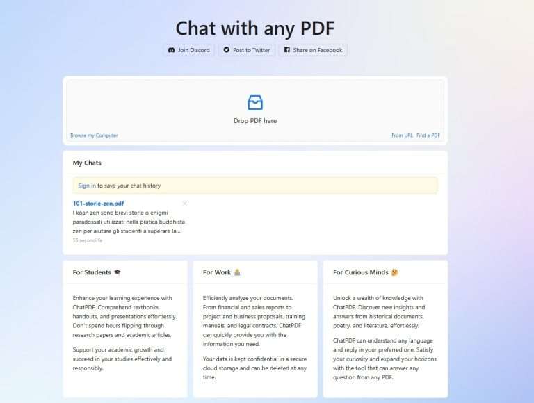 ChatPDF, l'IA che permette di parlare con libri e documenti PDF