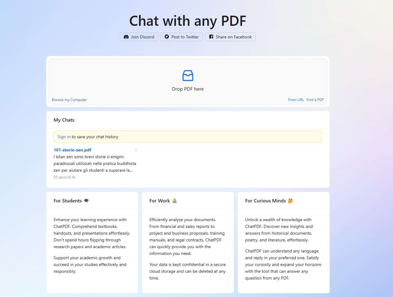 ChatPDF, l'IA che permette di parlare con libri e documenti PDF