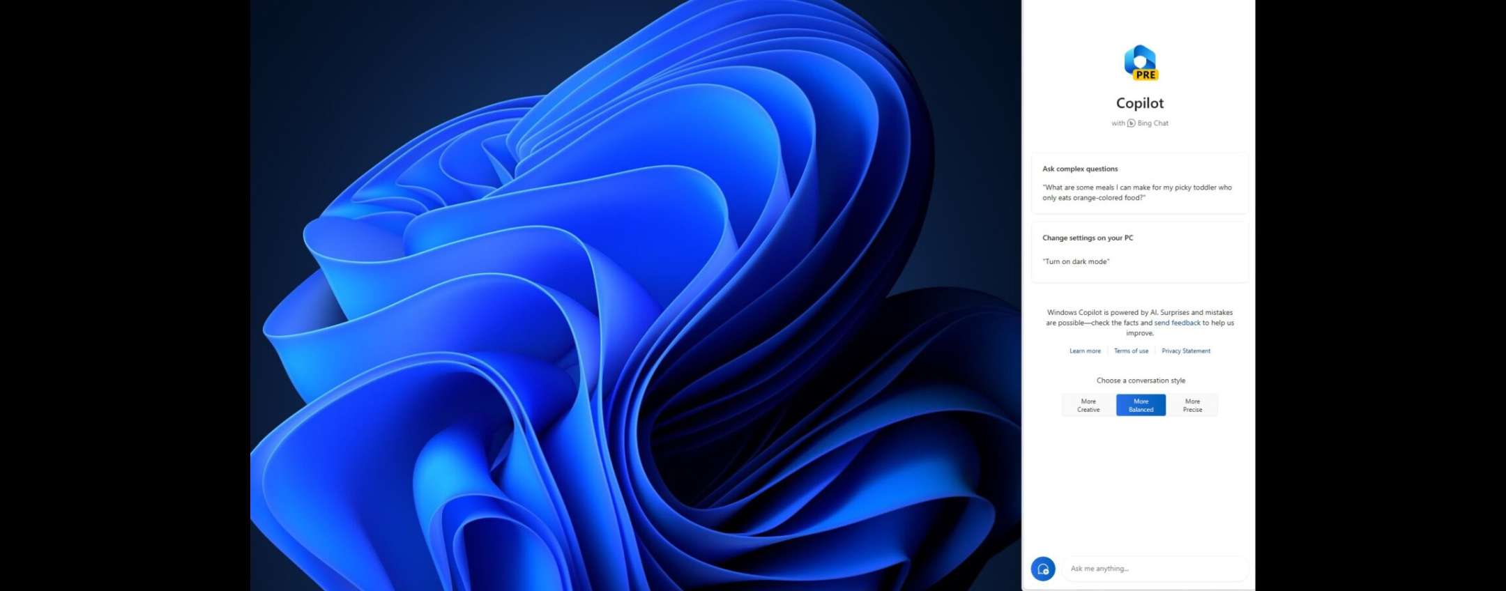 Windows Copilot: immagini dell'assistente di Windows 11