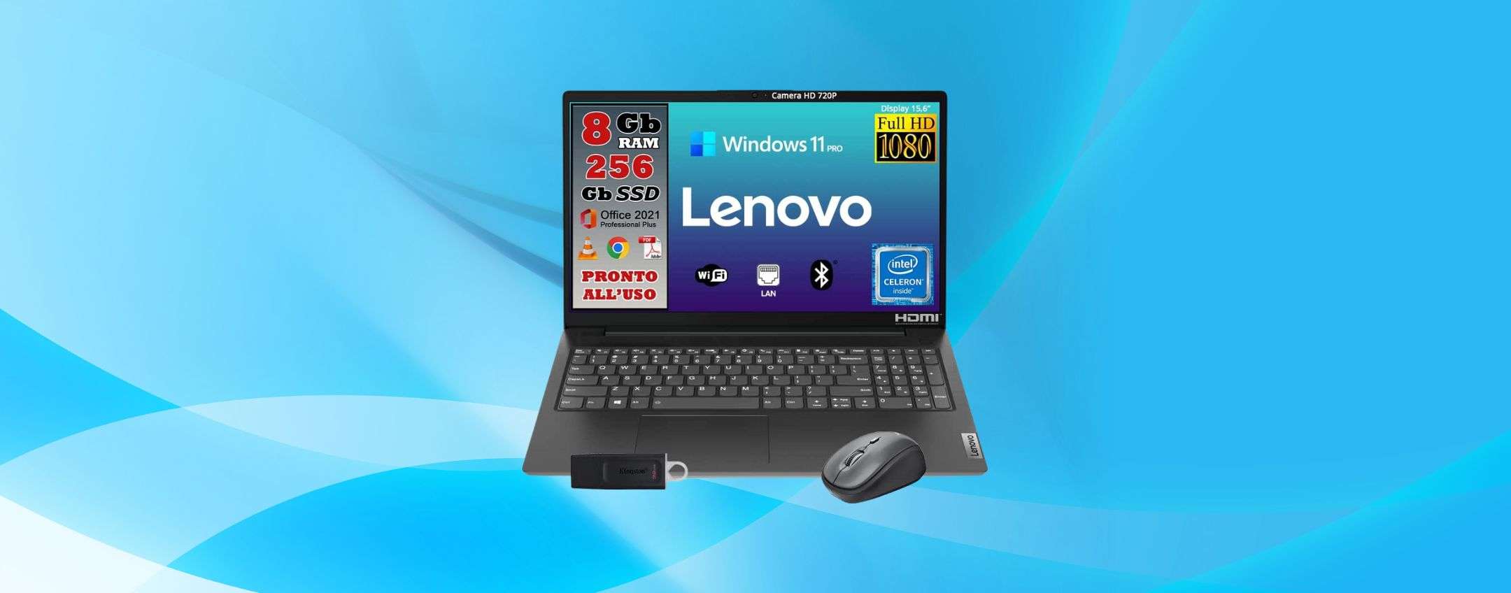 Notebook Lenovo con Windows 11: su Amazon in offerta a 297 euro