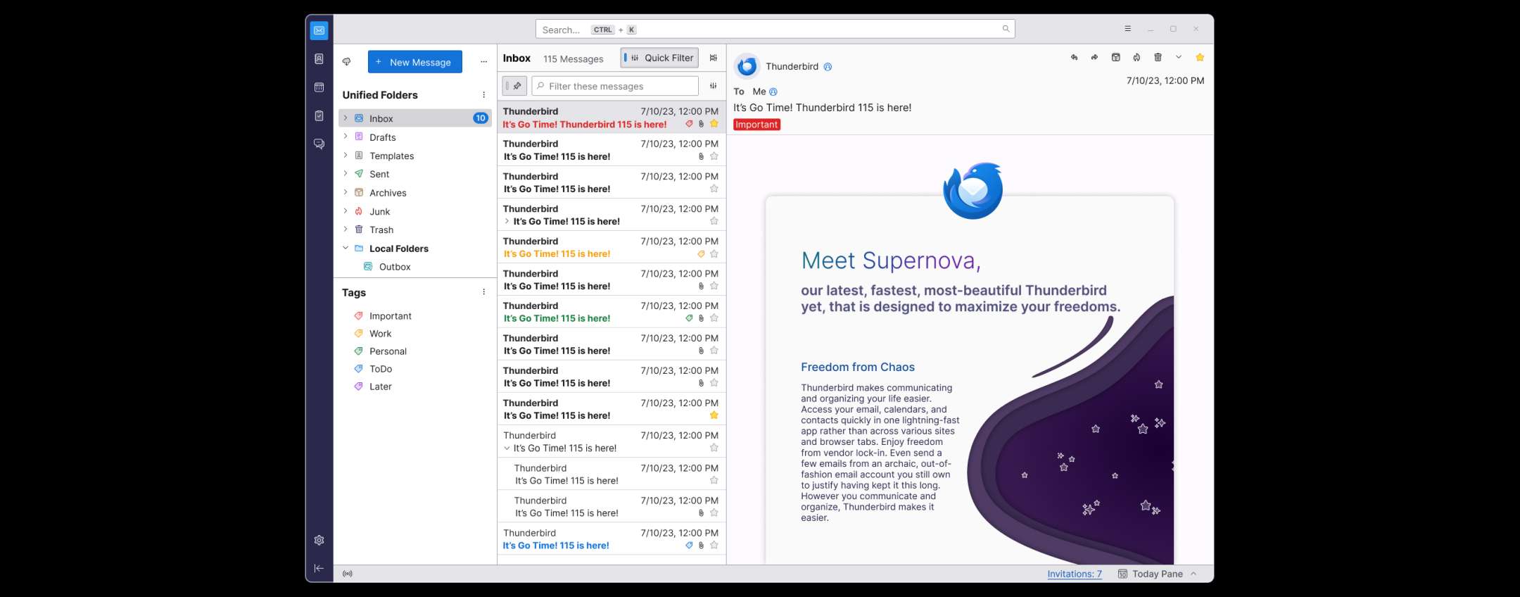 Thundebird 115 "Supernova": nuovo client email