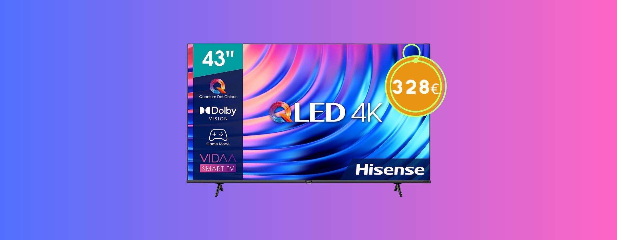 Smart TV Hisense QLED 4K: solo 328€ anche Tasso Zero