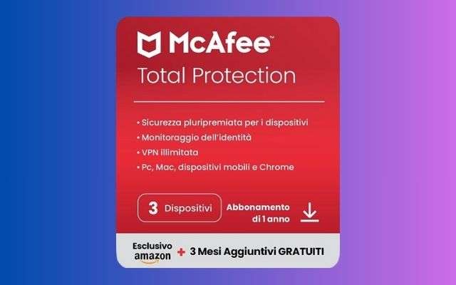 McAfee Total Protection 2023: CROLLO del prezzo su Amazon (-78%)