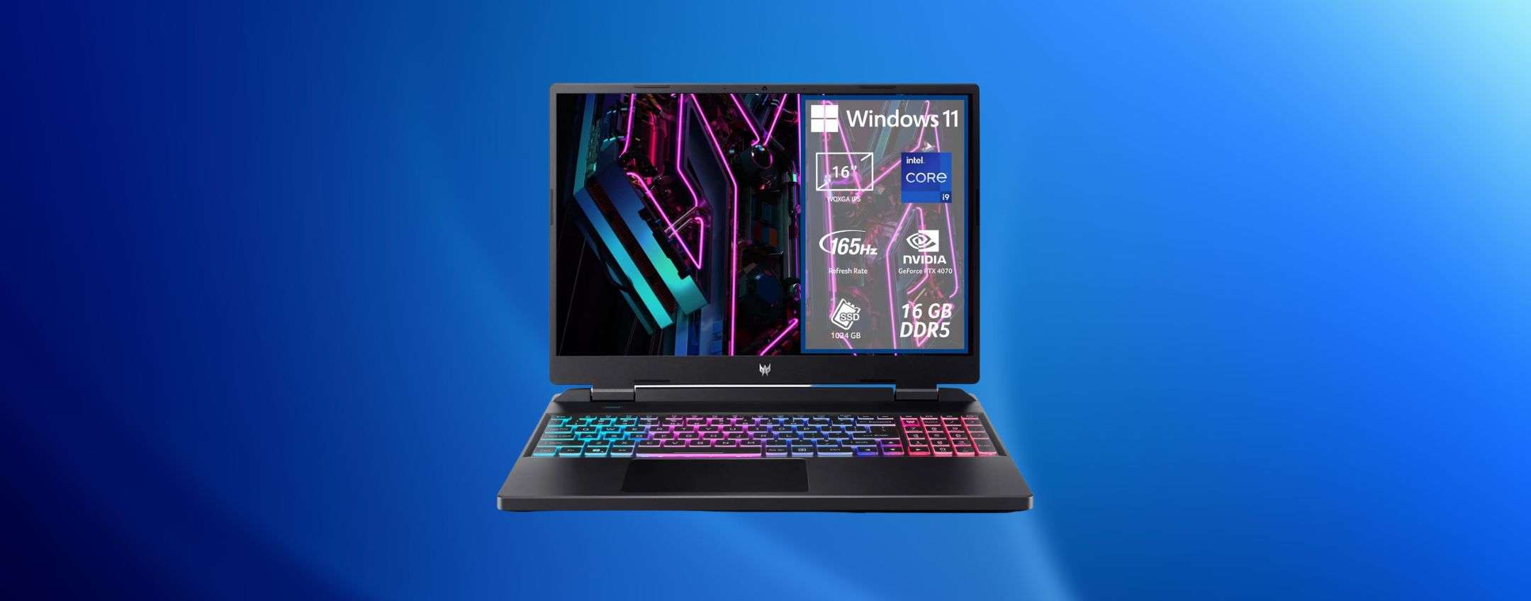 Notebook con i9, 16GB RAM DDR5, SSD 1TB e RTX 4070 con 300€ di sconto