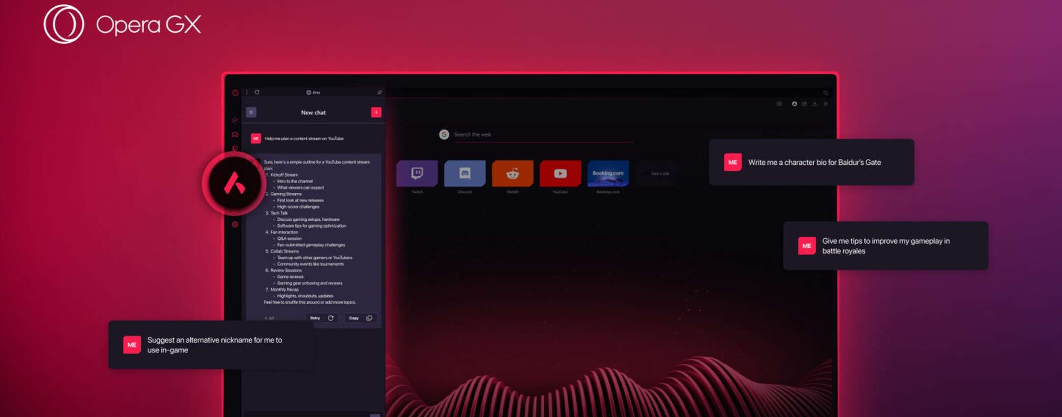 Aria IA disponibile anche in Opera GX