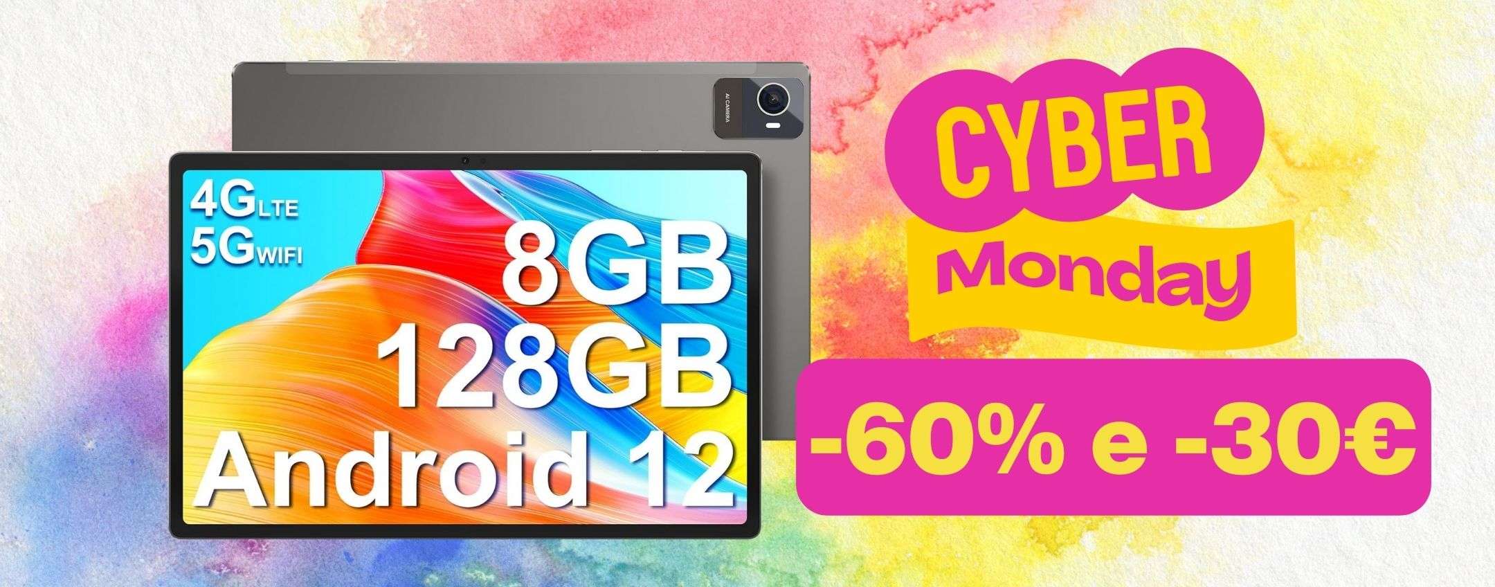 Fantastico tablet Android in DOPPIO SCONTO su Amazon (-60% e -30€)