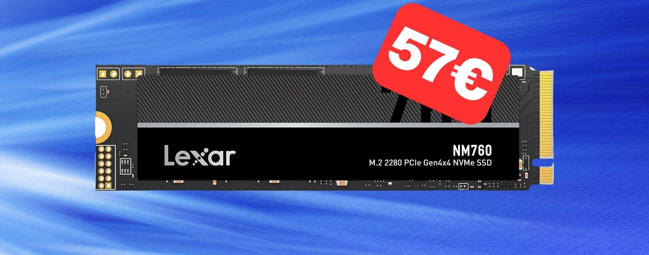 SSD PCIe NVMe 512GB in MEGA SCONTO su Amazon (57,74€)