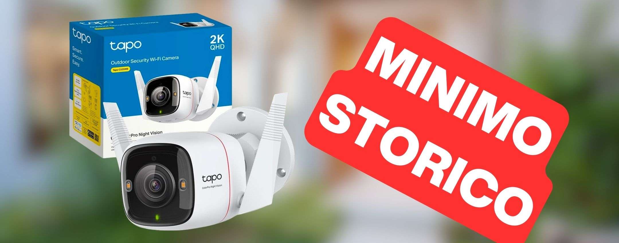 Telecamera WiFi da esterno in offerta su Amazon: minimo storico