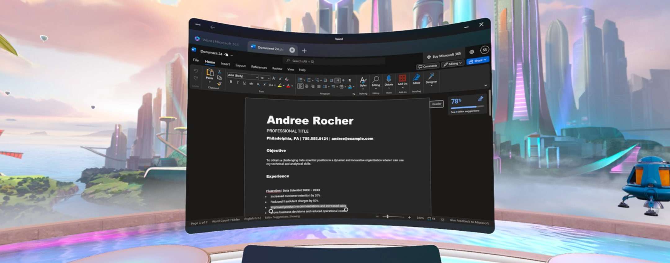 Office è gratis su Meta Quest: Word ed Excel in VR