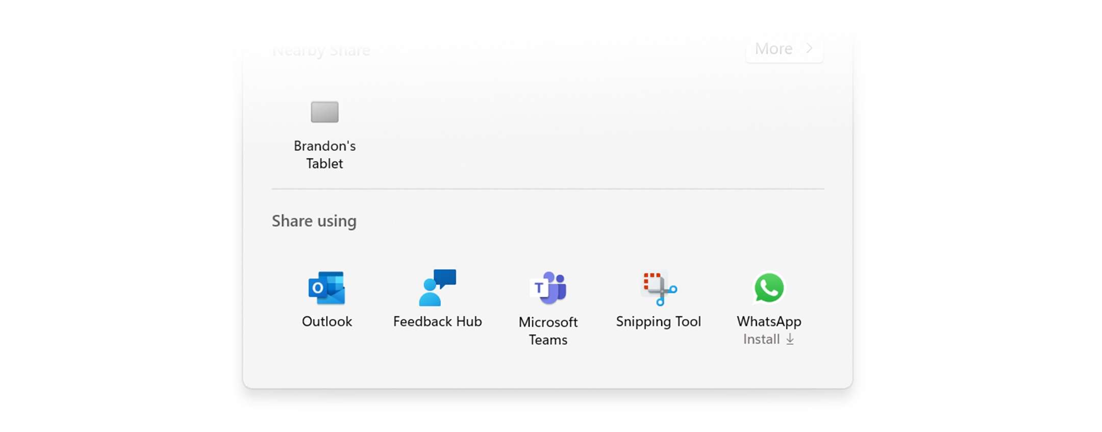 Windows Share per condividere i file con le app non installate