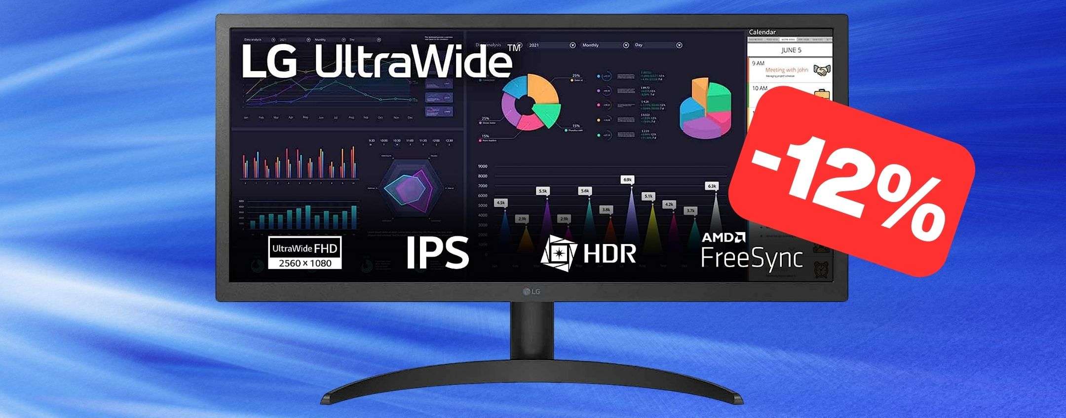 Monitor LG Ultrawide 26": offerta a TEMPO esclusiva Amazon