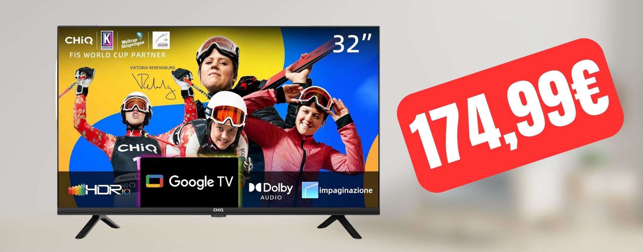 Solo 174,99€ per questa smart TV da 32 pollici con Google TV