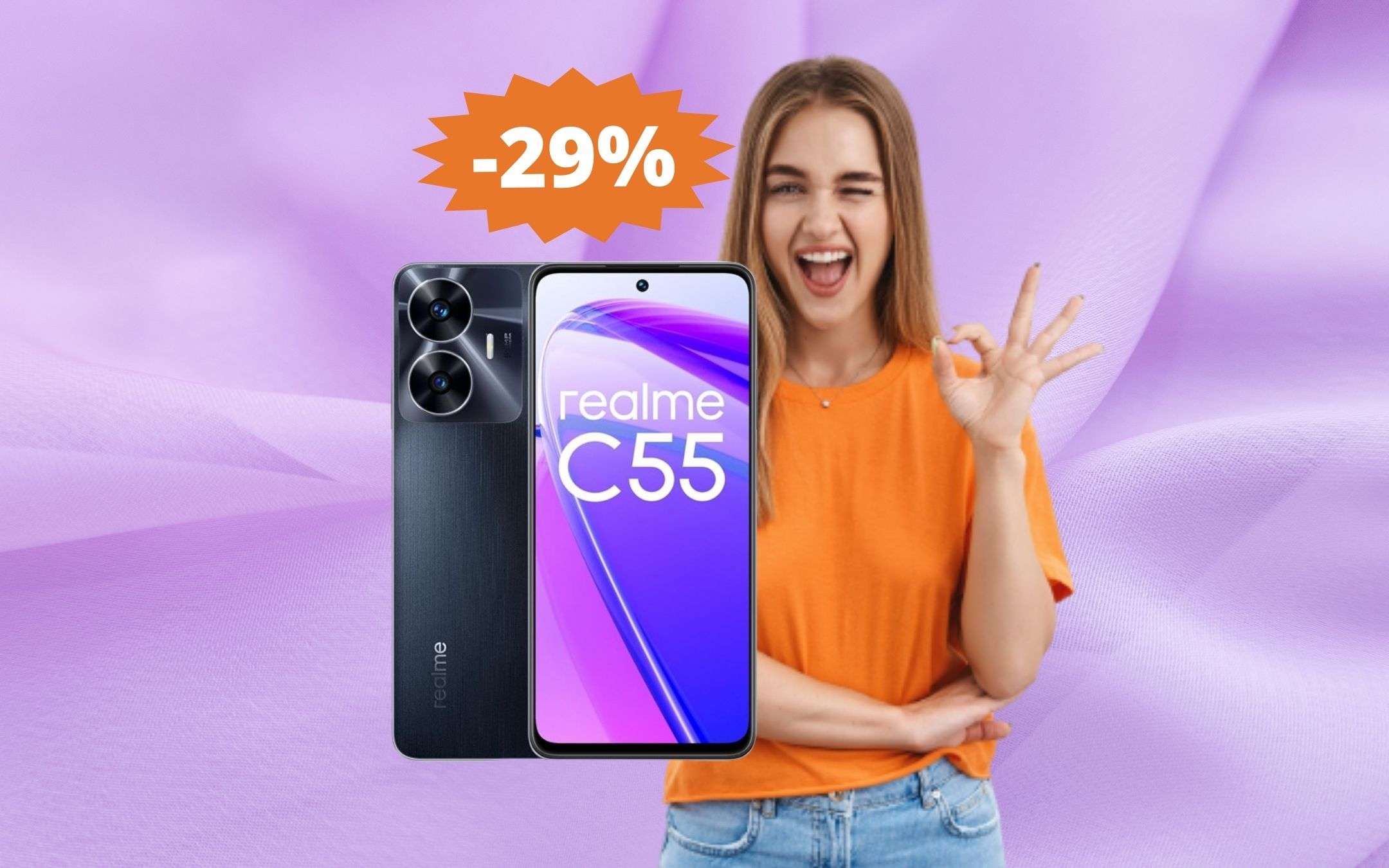 Realme C55: lo smartphone essenziale in SUPER sconto del 29%
