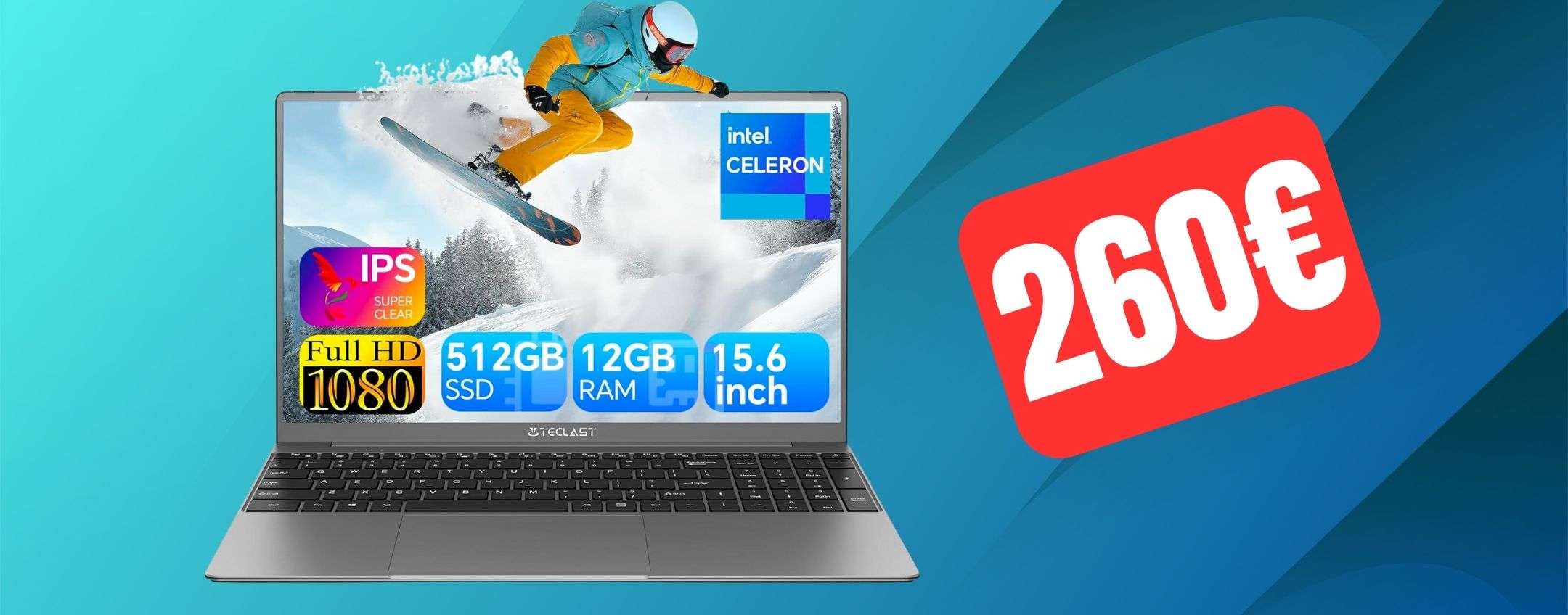 Notebook con 12GB di RAM e SSD da 512GB: SUPER PREZZO su Amazon