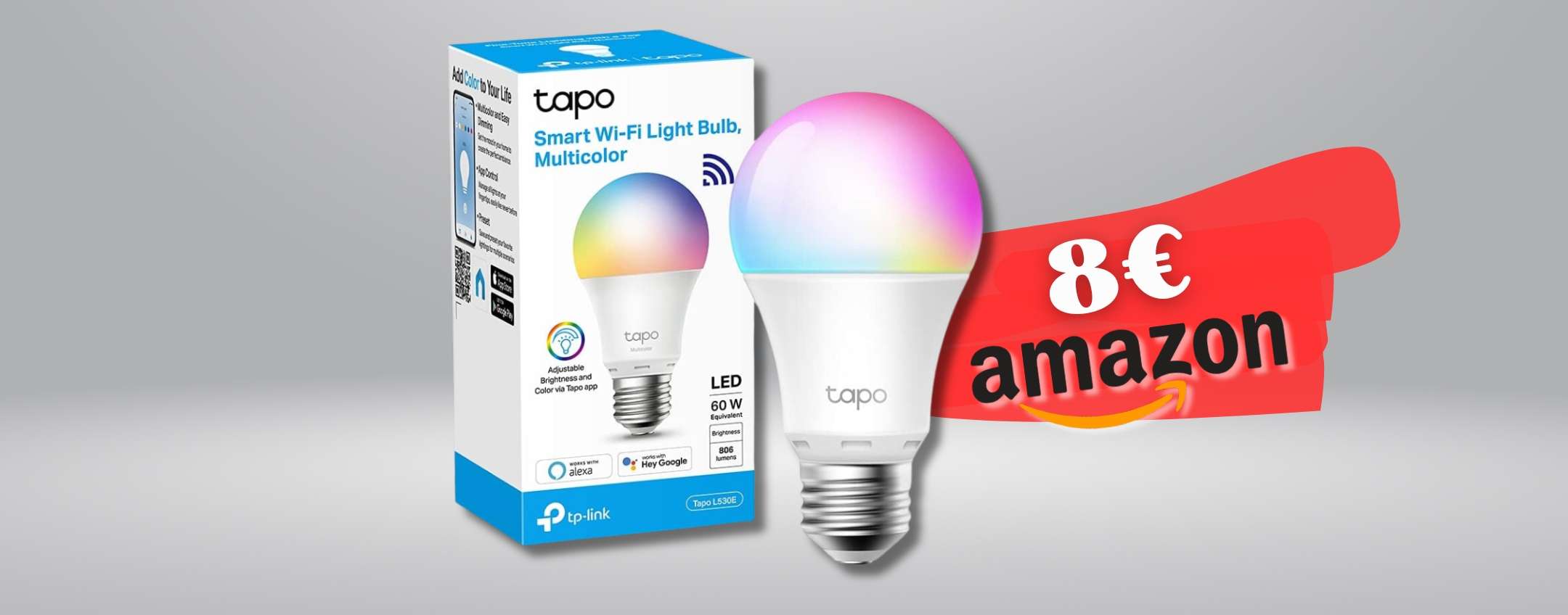 Lampadina SMART LED con attacco E27 e colori infiniti: TP Link a 9€