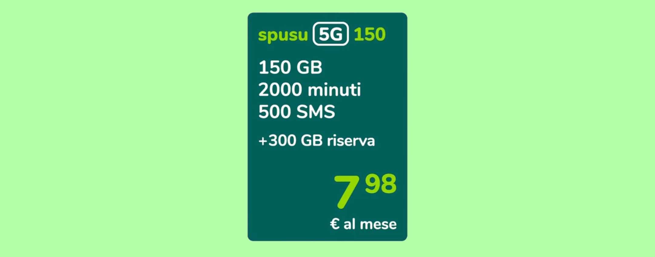 Promo Spusu 5G: 150GB a 7,98 euro mensili