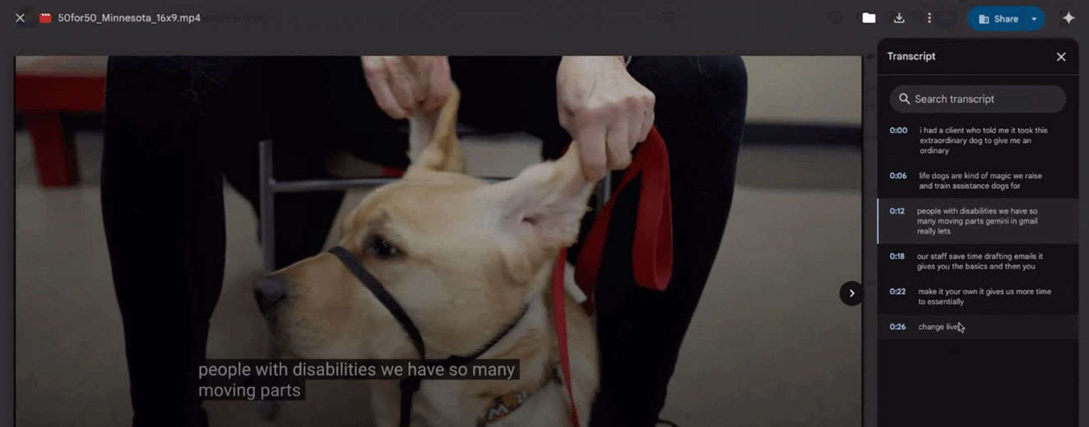 Google Drive: trascrizioni e ricerca testuale per i video